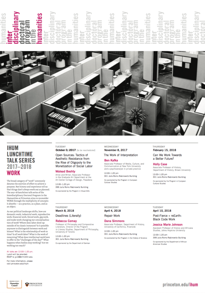 IHUM Lunchtime Talk: Ben Kafka, “The Work of Interpretation”